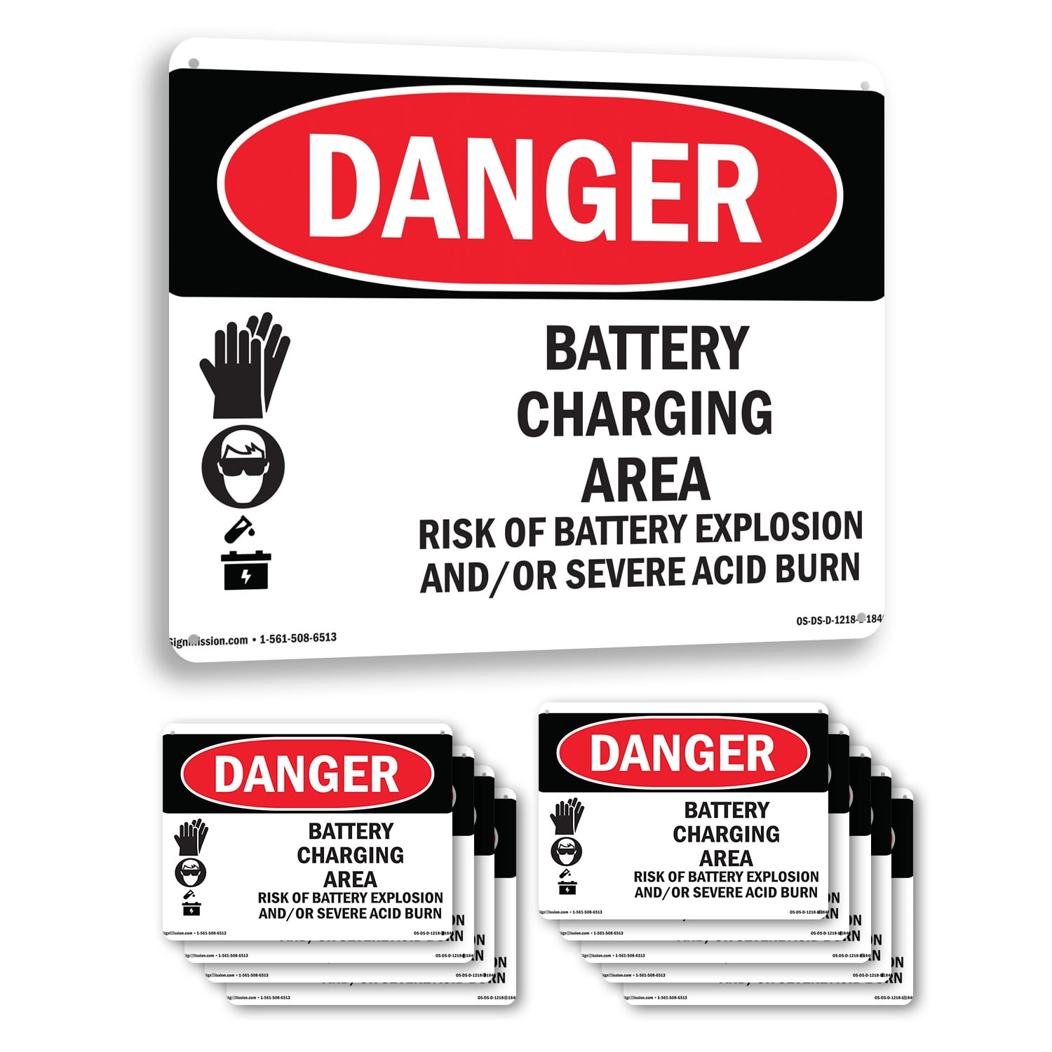 Battery Charging Area Risks OSHA Danger Rigid Plastic Sign 10 Inch x 7 ...