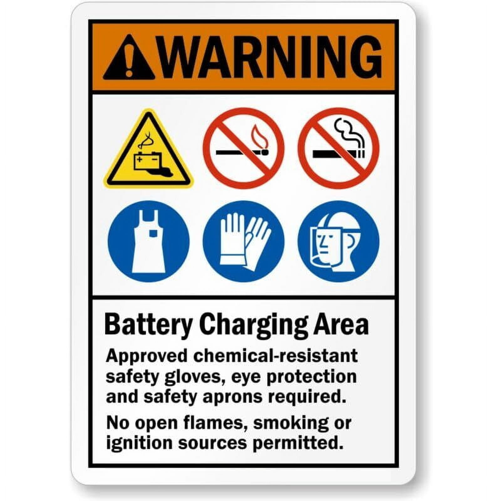Battery Charging Area Warning Weatherproof Metal Sign Size: 8 x 12 Inch ...