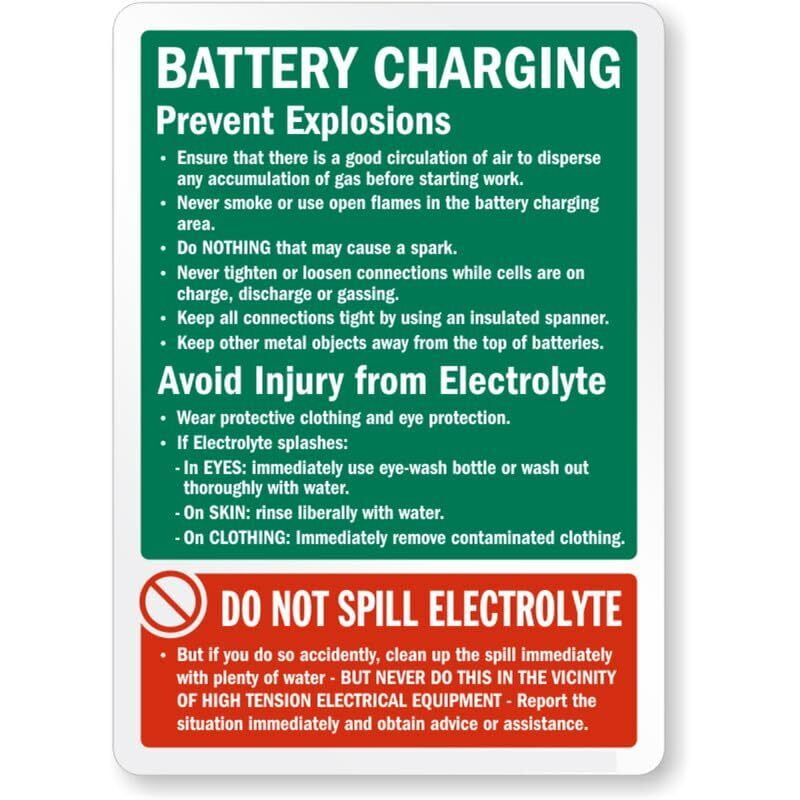 Battery Charging Dos And Donts Forklift Safety Weatherproof Metal ...