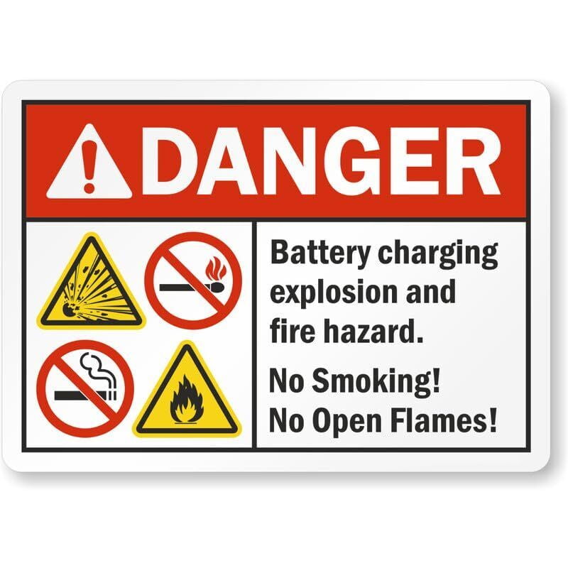 Battery Charging Explosion Hazard Ansi Danger Weatherproof Metal ...