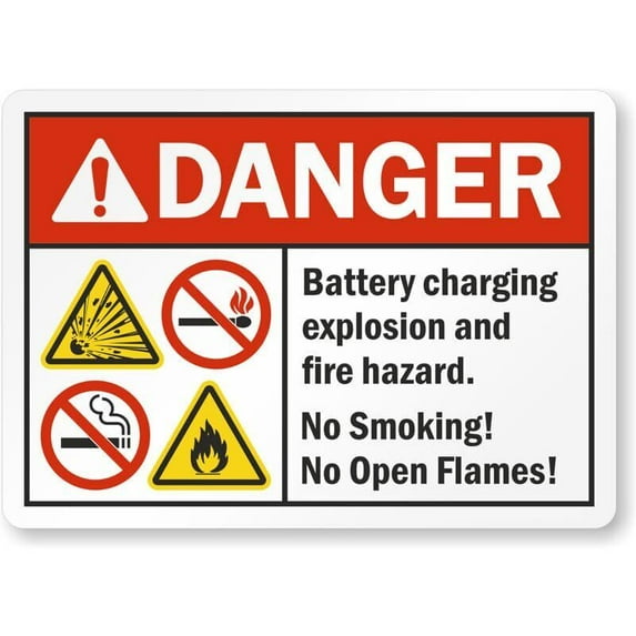 Battery Charging Explosion Hazard Ansi Danger Weatherproof Metal Sign ...
