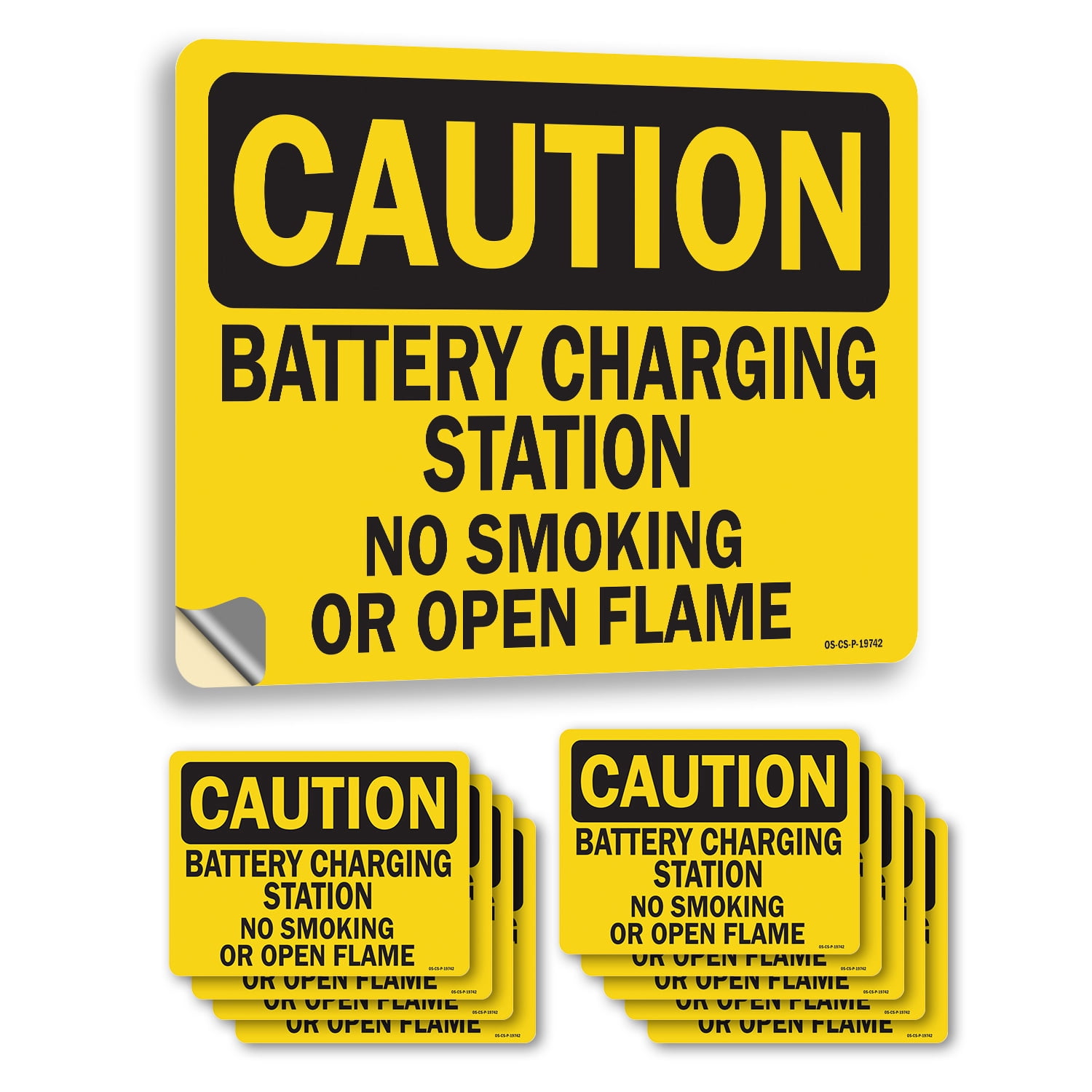 Battery Charging Station No Smoking Or Open Flames ANSI Caution Vinyl ...