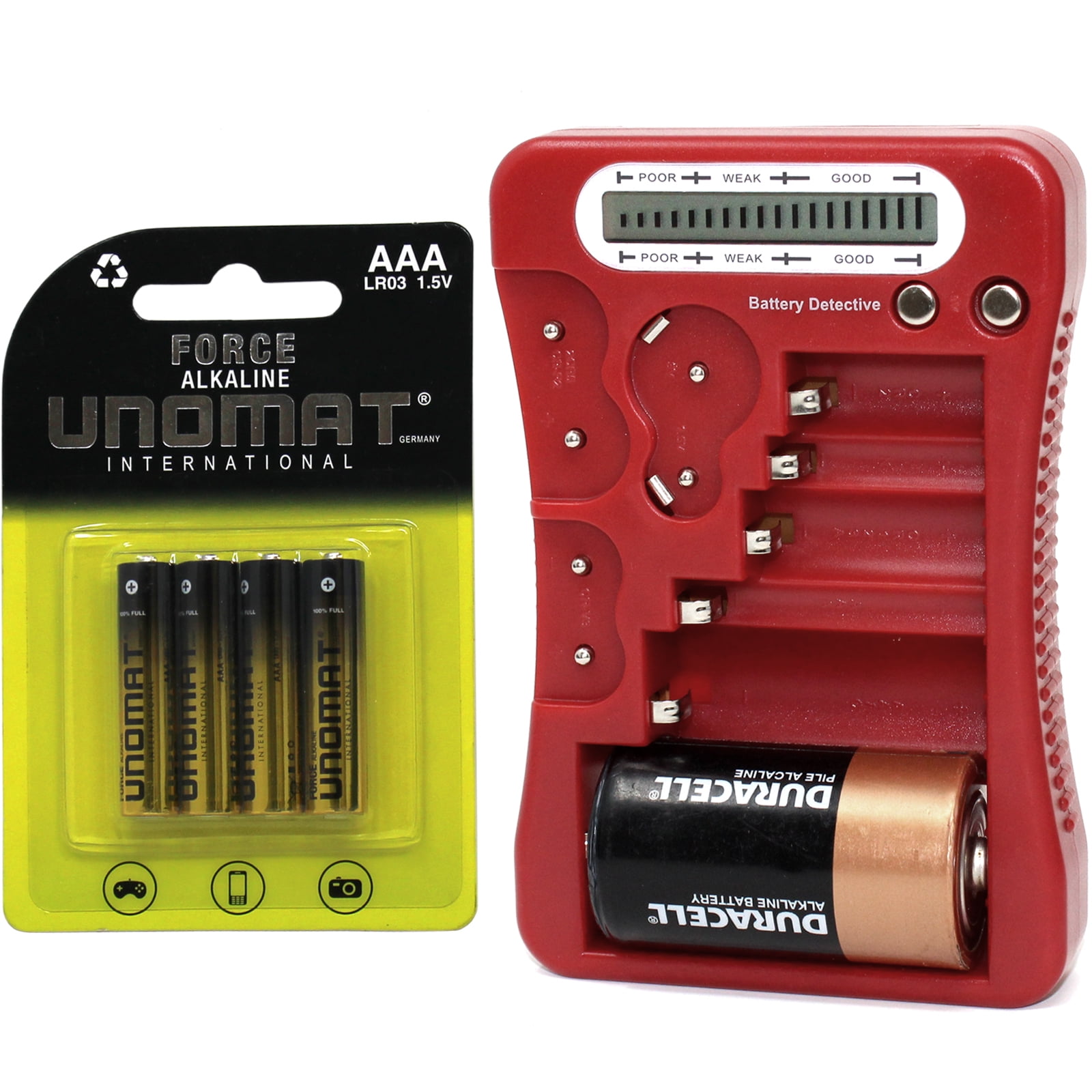 Battery Detective 12 Type Battery Tester (Red) with LCD Display for ...