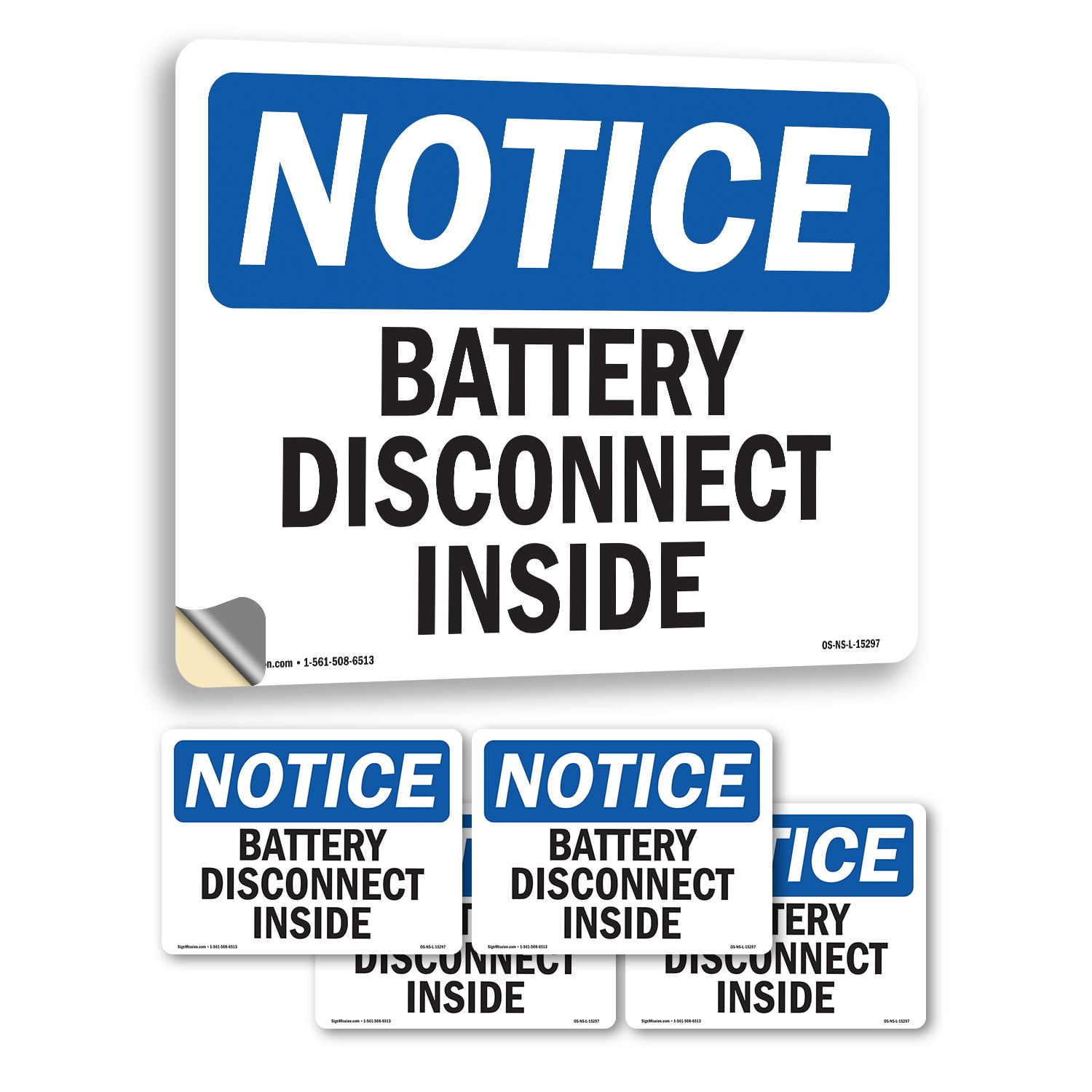 Battery Disconnect Inside OSHA Notice Vinyl Decal Label 24 Inch x 18 ...