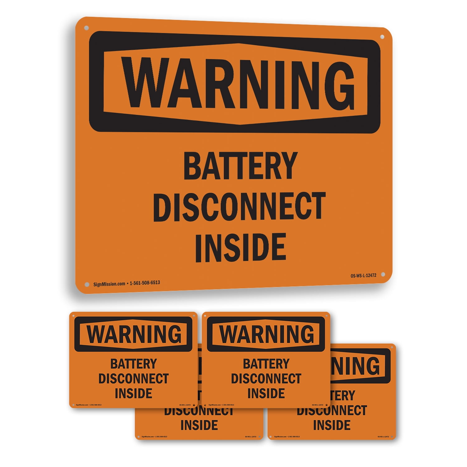 Battery Disconnect Inside OSHA WARNING Rigid Plastic Sign 10 Inch x 7 ...