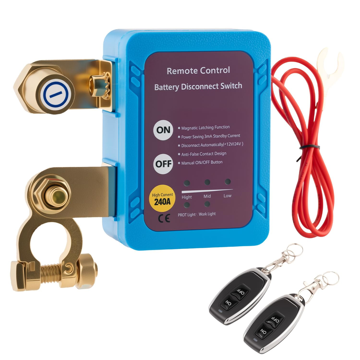 Battery Disconnect Switch 12V 240A, Remote Car Kill Switch Anti-Theft ...