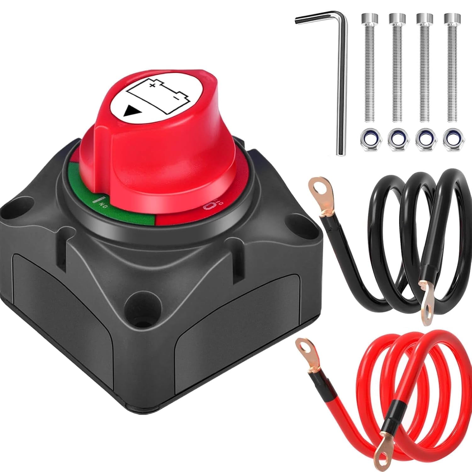 Battery Disconnect Switch, 2PCS Cable 1.64ft with Heavy Duty Wire Lugs ...