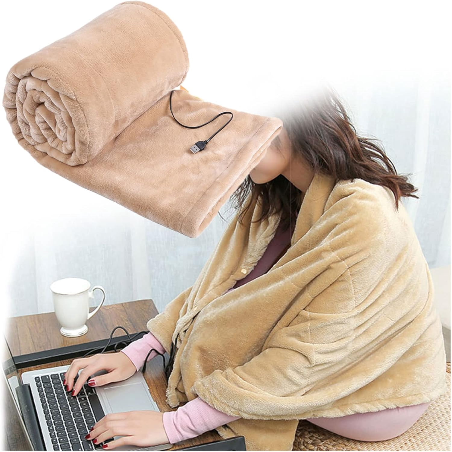 Battery Electric Heated Blanket King Size - Cordless, Rechargeable USB ...