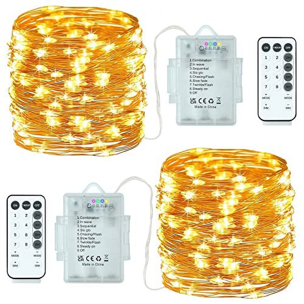 Battery Fairy Lights, 120 LED String Lights Copper Wire Remote Control ...
