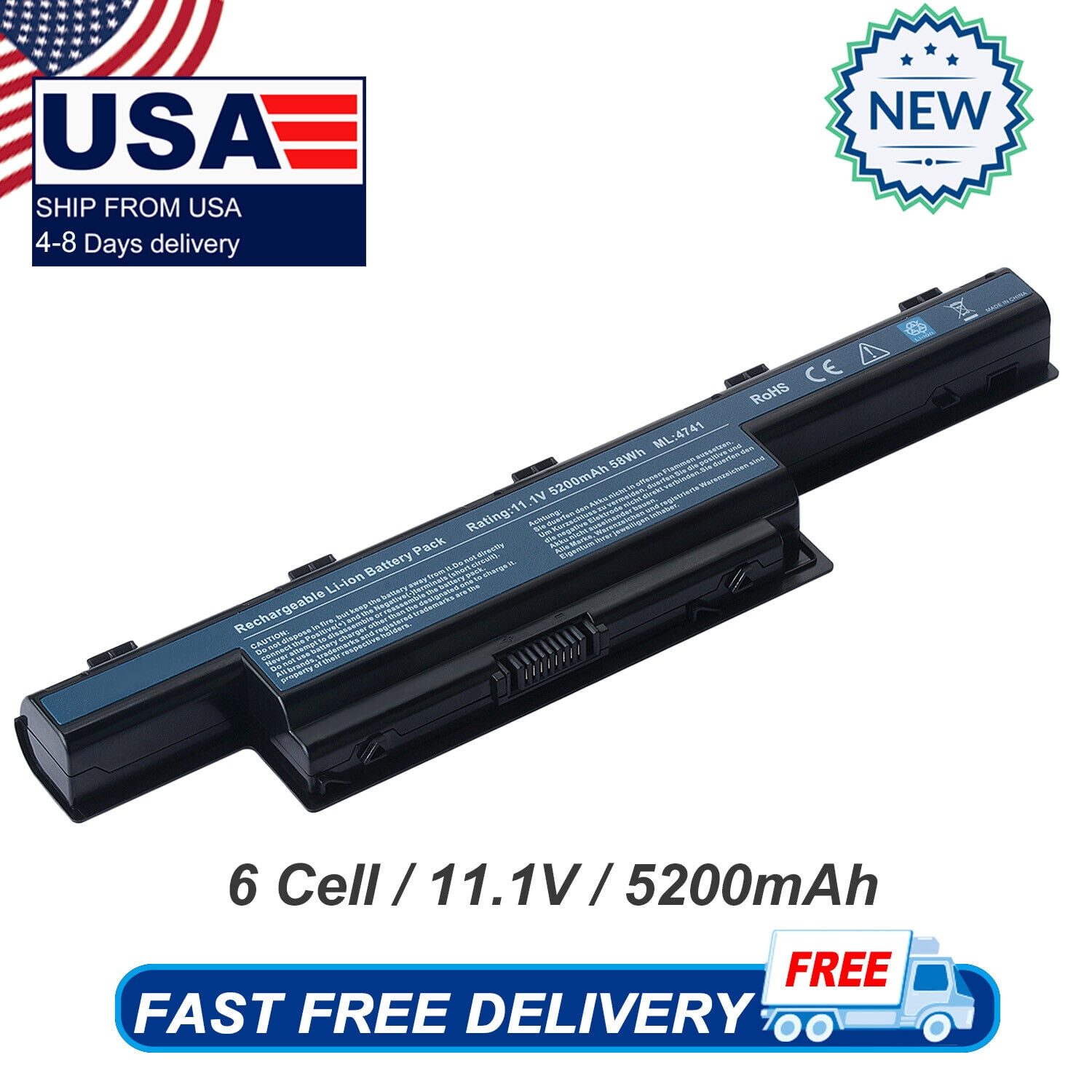 Battery For Acer Gateway NE56R10U NE56R13U NEW90 NEW95 NV49C NV73A NV79C NV56R - Walmart.com