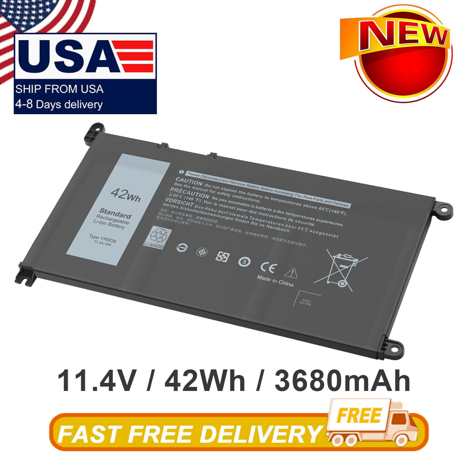 Battery For Dell Inspiron 14 15 7000 7560 7572 7586 5481 5486 5488 Type ...