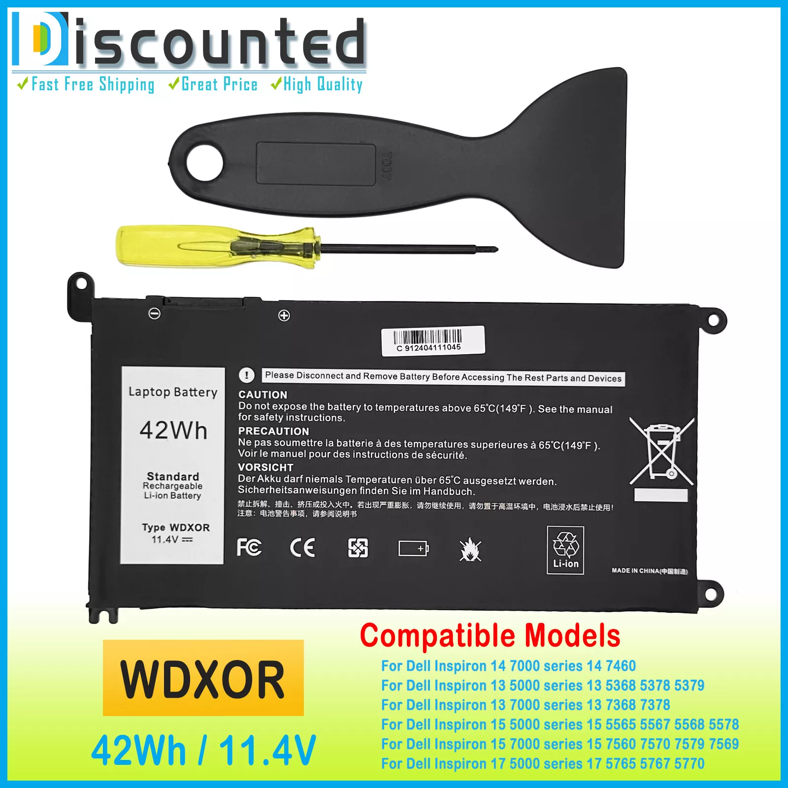 Battery For Dell Inspiron 15 7586 7579 7573 7570 7569 7560 5579 5578 ...