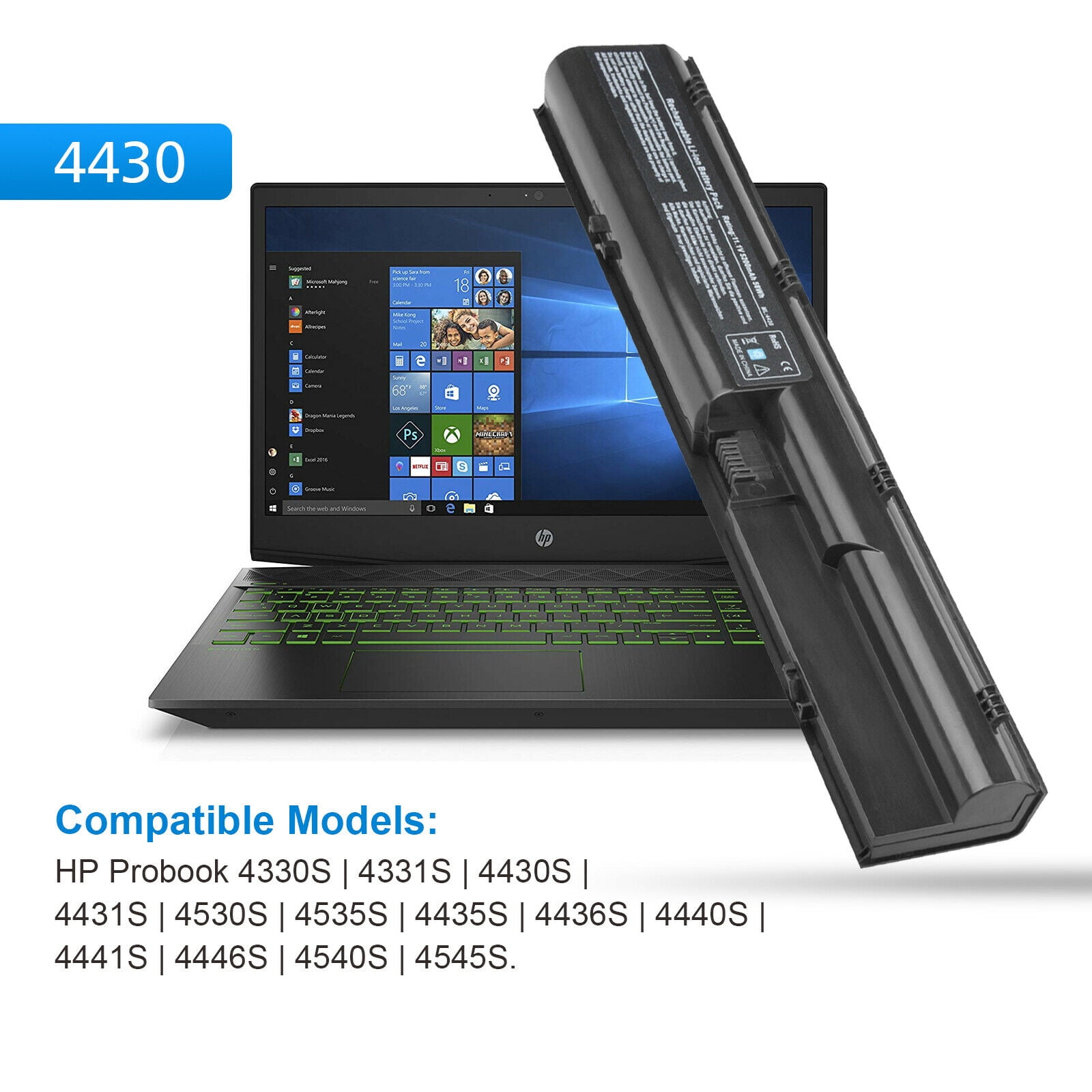 Battery For HP Probook 4530S 4540S 4440S 4430S 4545S 4535S fits P/N ...
