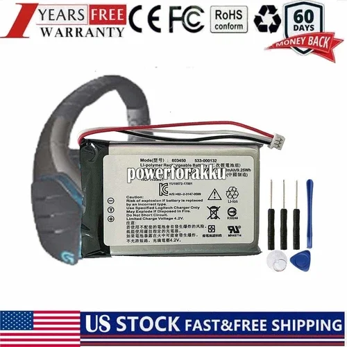Battery For Logitech G935S G533 G933 G933S G935 G533S 533-000132 ...