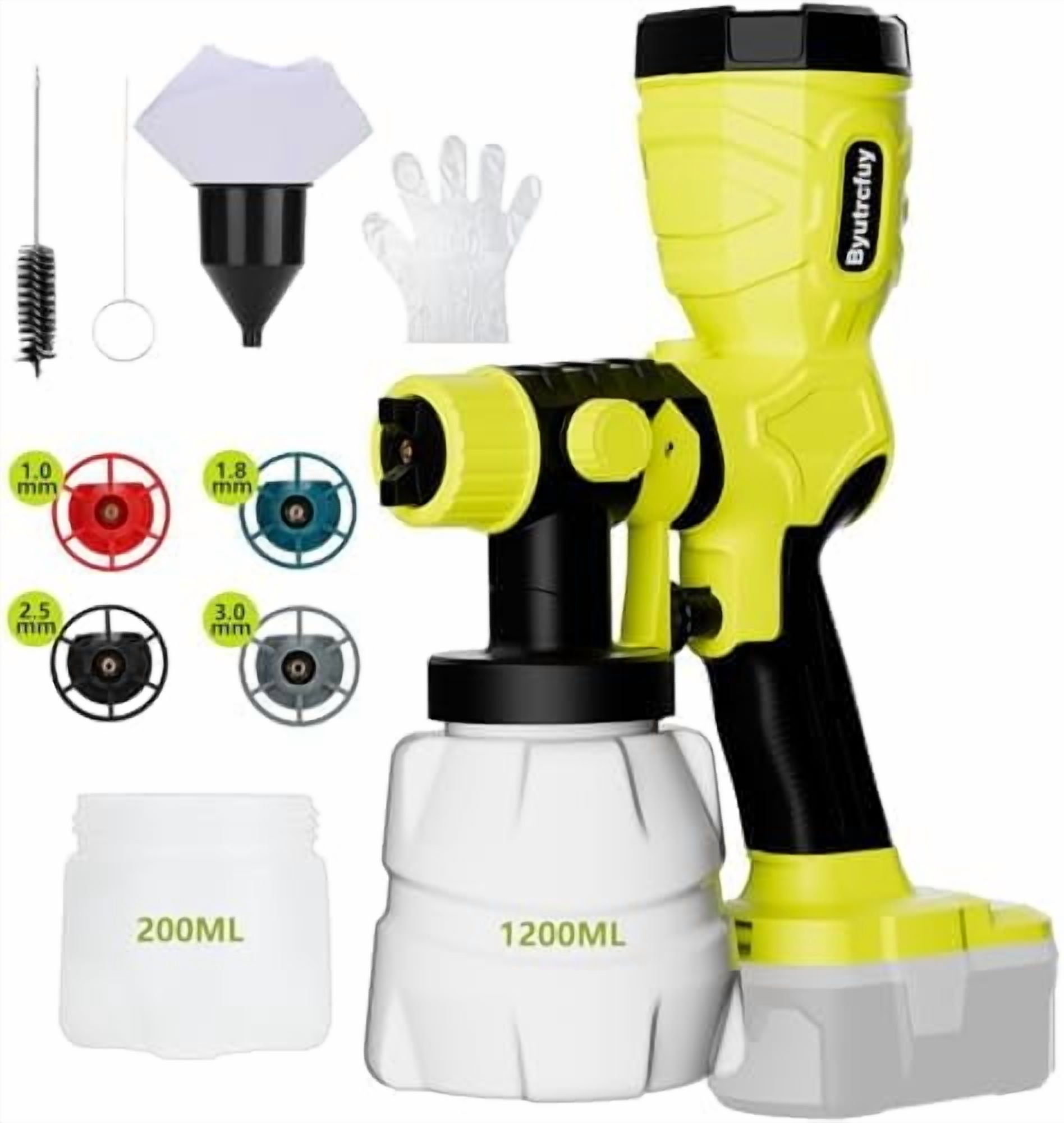 Battery - HVLP Electric Paint Gun with 4 Sizes Nozzles and 3 Spray ...