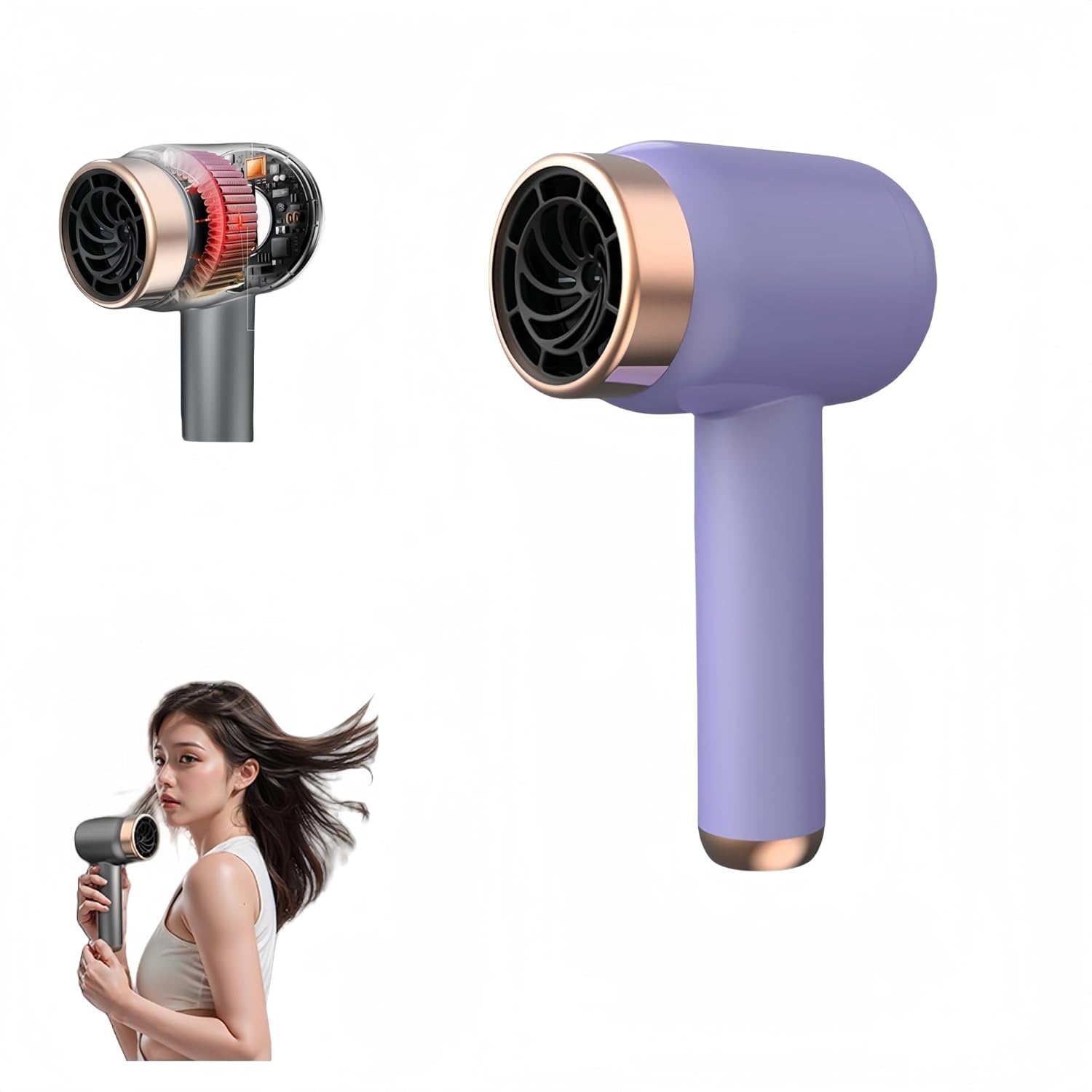 Battery Hair Dryer，USB Charging Cold Hot Wind Wireless Hair Dryer with ...
