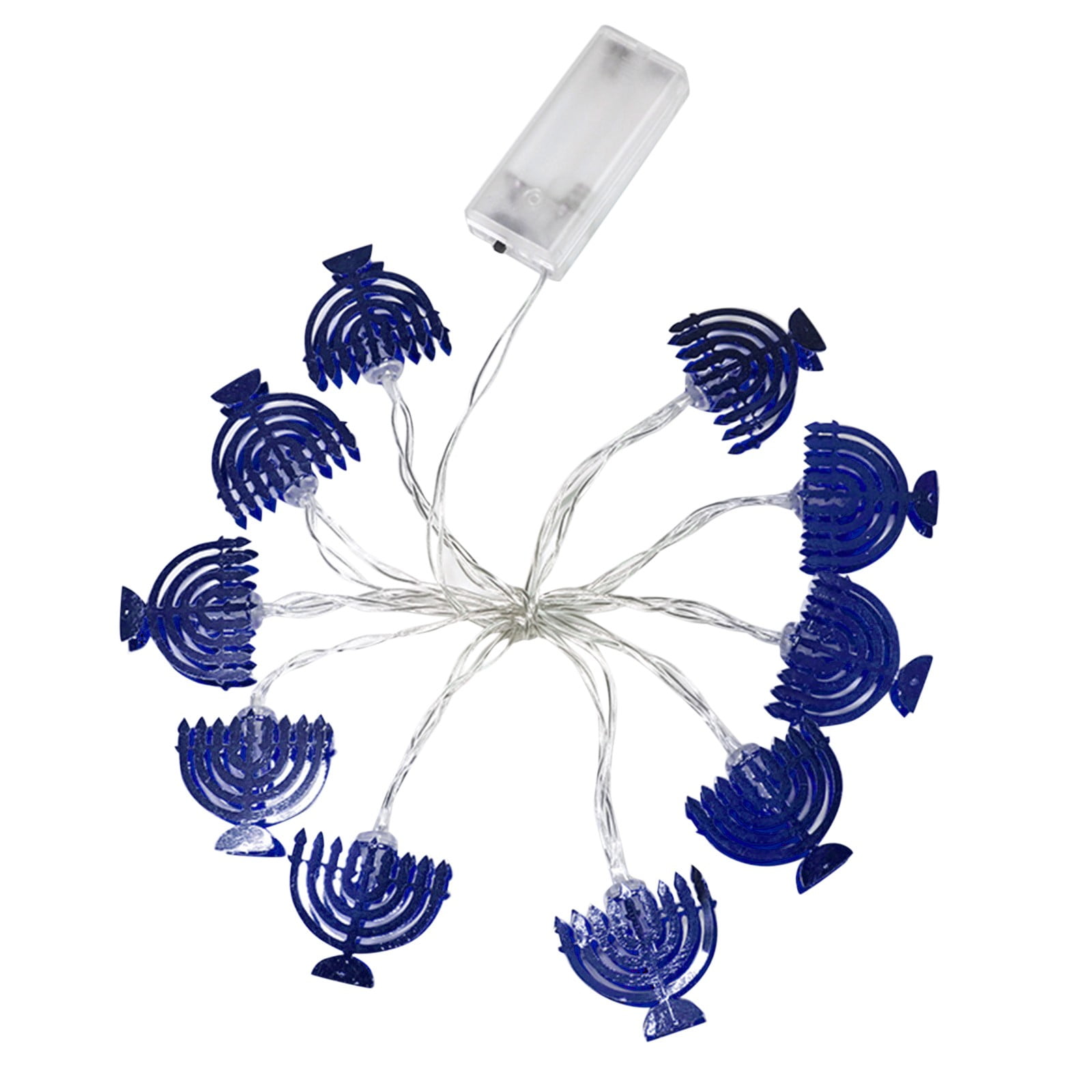 Battery Hanukkah Led String Lights, 10 Blue Candlestick Bulbs, 65-Inch ...