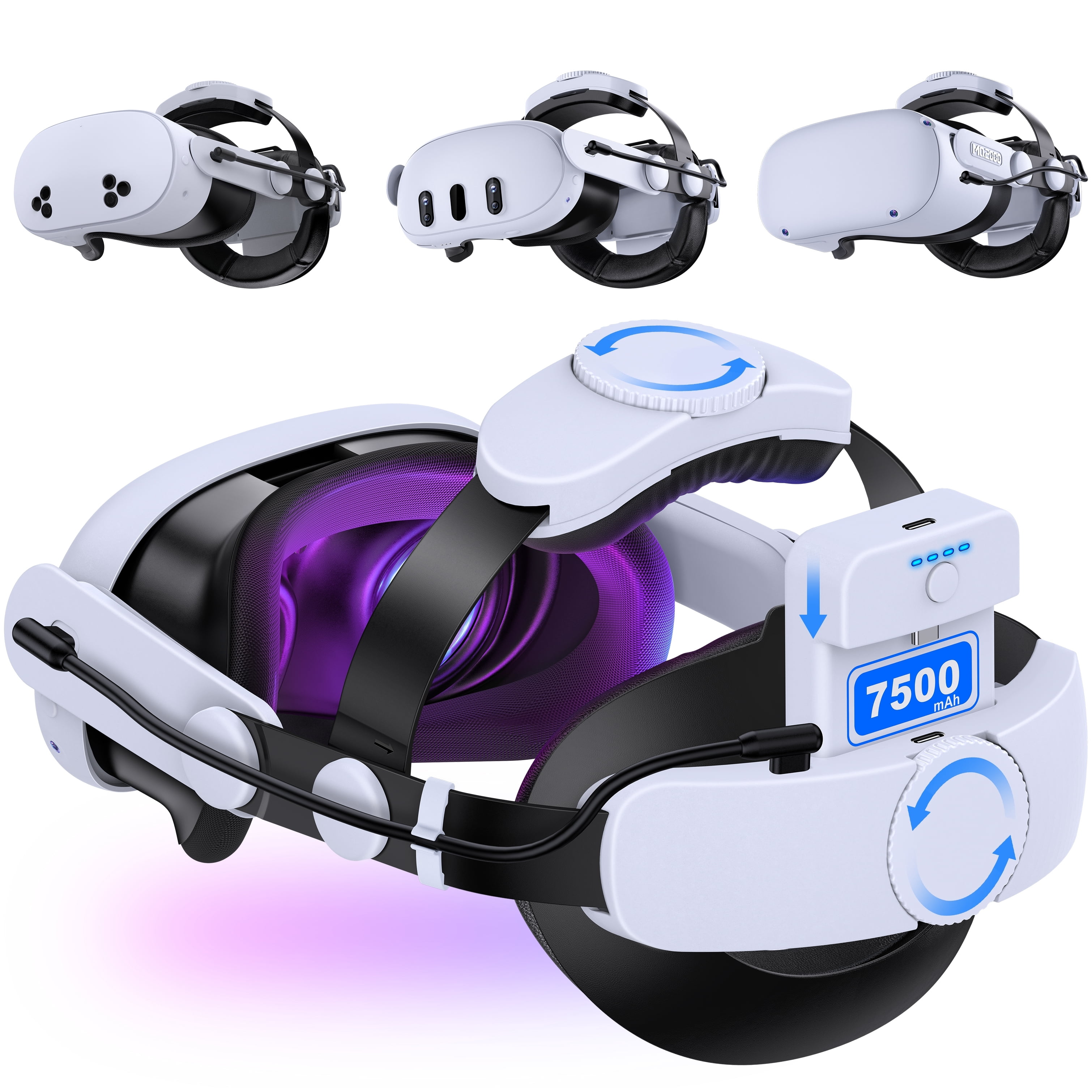 Battery Head Strap for Oculus Meta Quest 2/3 with 7500mAh Batteries ...