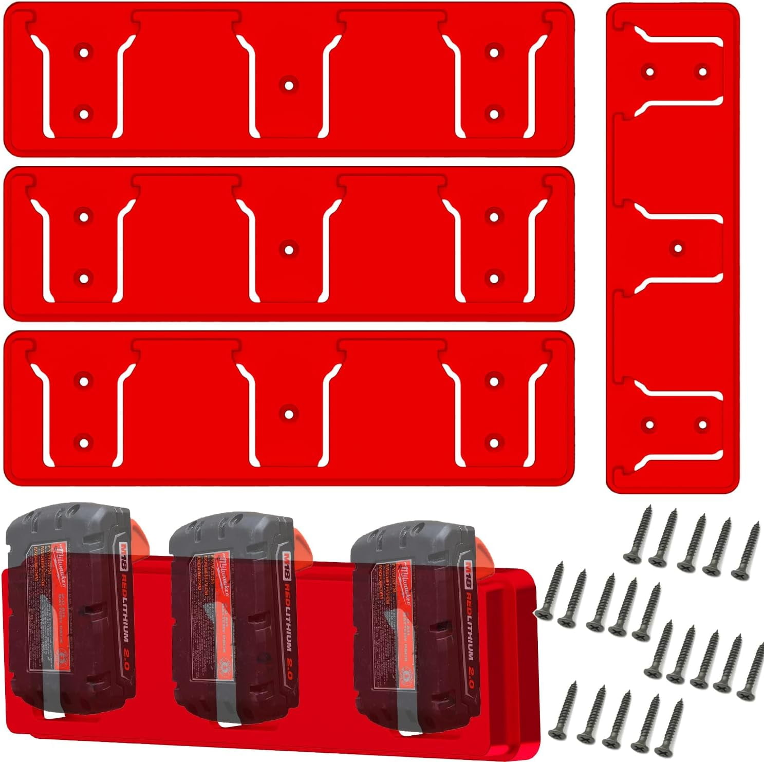 Battery Holder for Milwaukee M18 18V Battery, 4pcs Mount 3 Slot Bulk ...