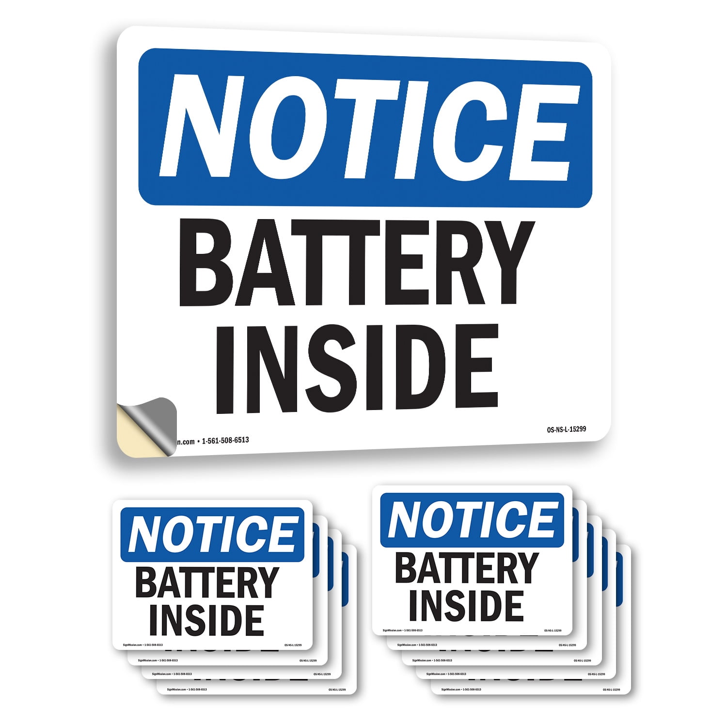 Battery Inside OSHA Notice Vinyl Decal Label 24 Inch x 18 Inch - 10 ...