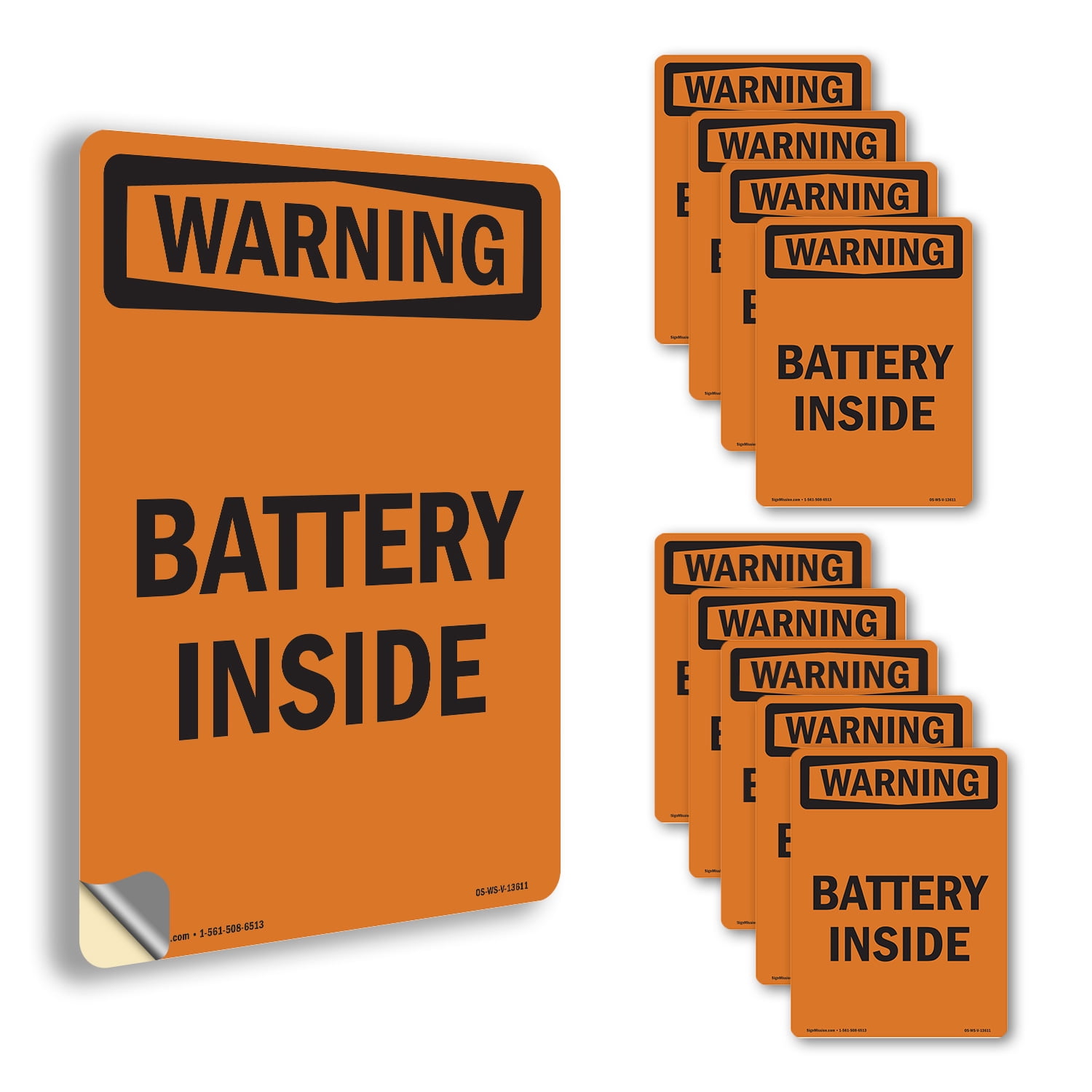 Battery Inside OSHA WARNING Vinyl Decal Label 18 Inch x 12 Inch - 10 ...