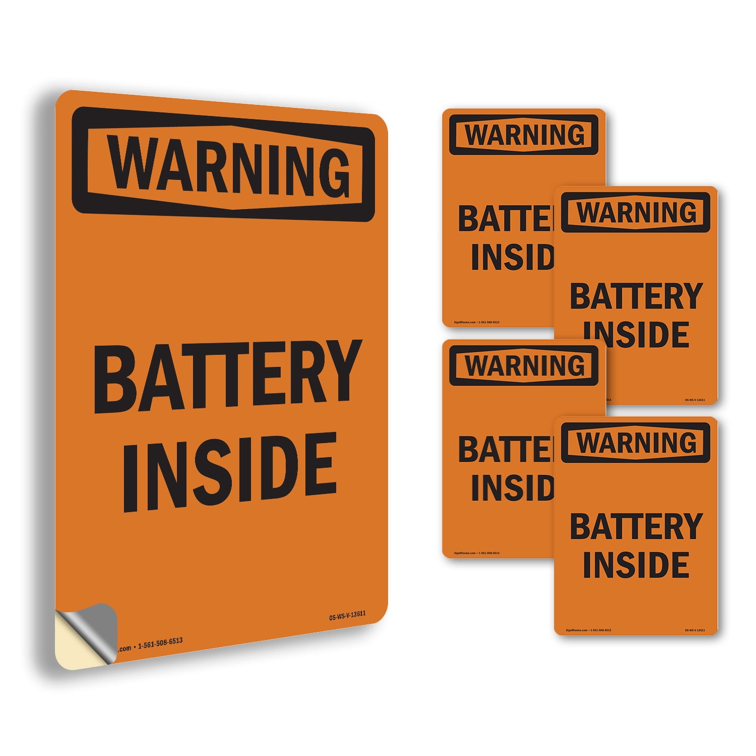 Battery Inside OSHA WARNING Vinyl Decal Label 18 Inch x 12 Inch - 5 ...