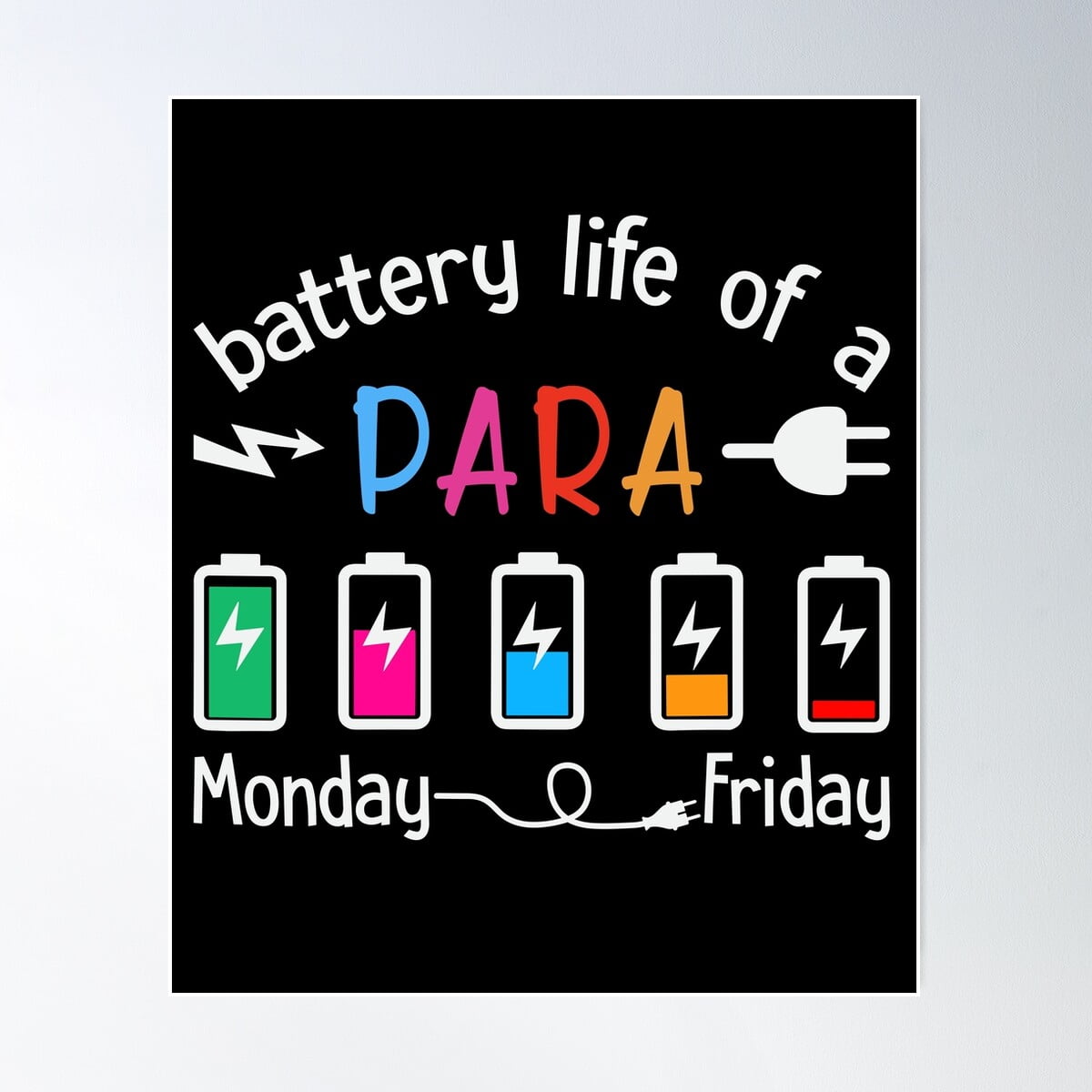 Battery Life Of A Para Teachers Aide Special Ed Poster Wall Art, Modern ...