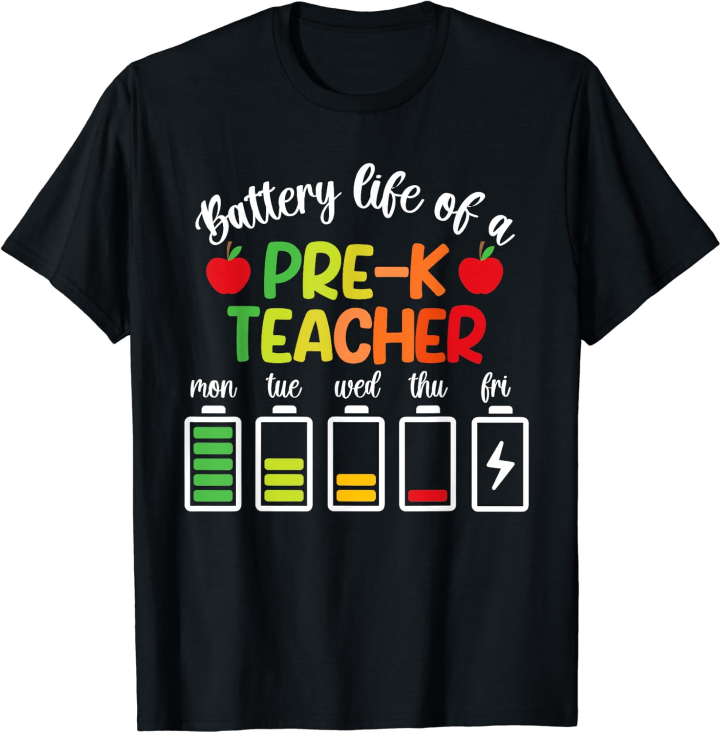 Battery Life Of A Pre-K Teacher Preschool Teaching T-Shirt - Walmart.com