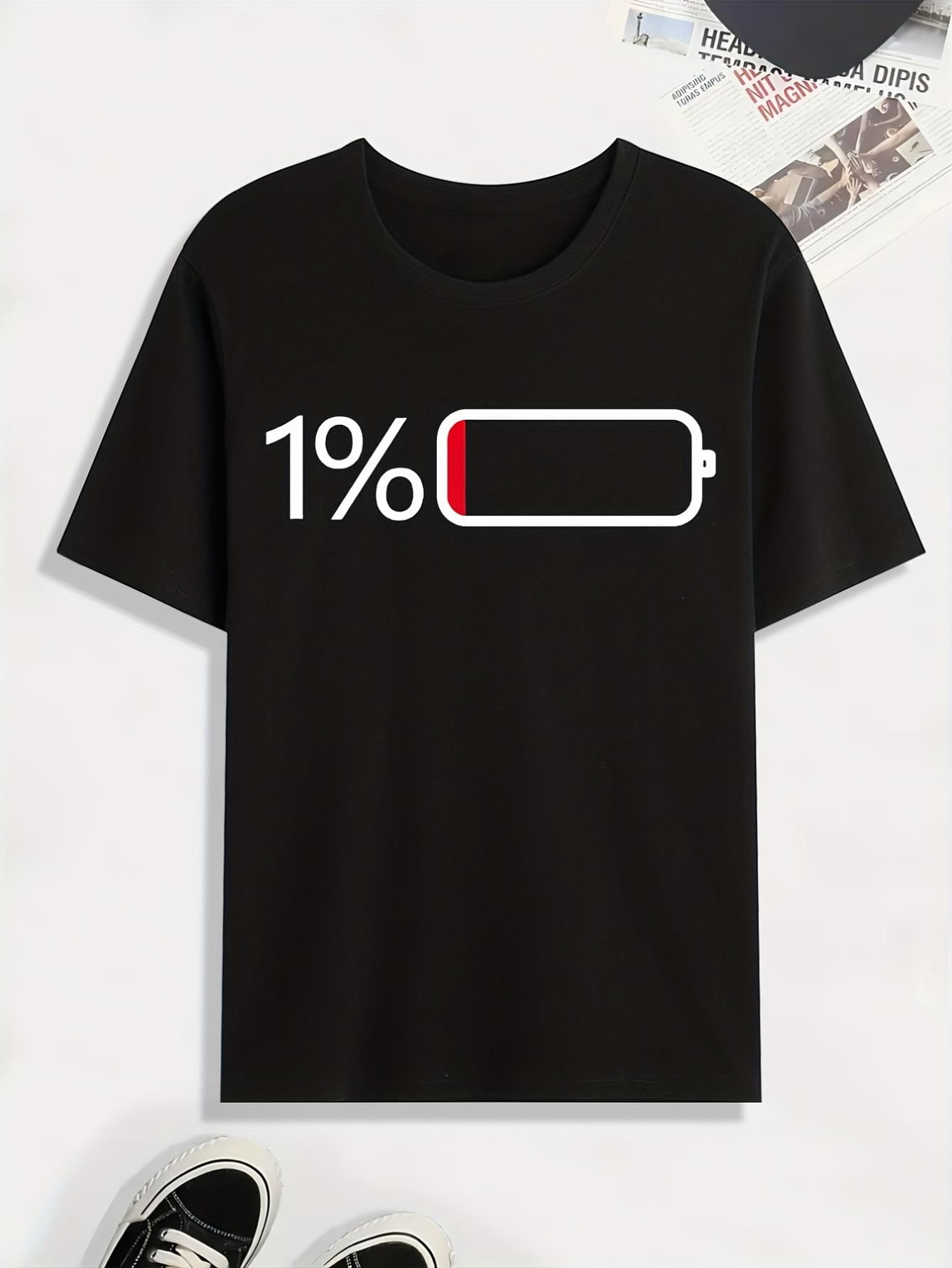 Battery Low Print T Shirt, s For Men, Casual Short Sleeve Tshirt For ...