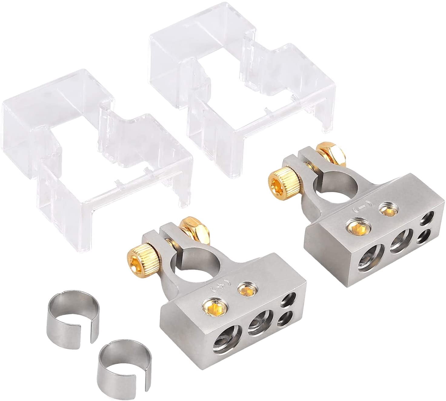 Battery Lug 2/4/8/10 Awg Gauge Silver Positive & Negative Battery ...