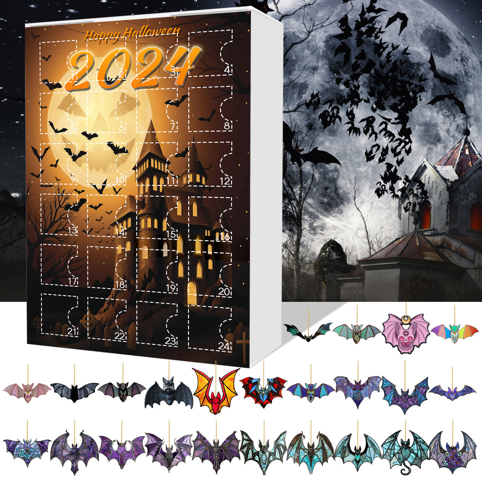 Battery Mini Lights String with Timer Arrival Calendar 2024 Happy 24 ...