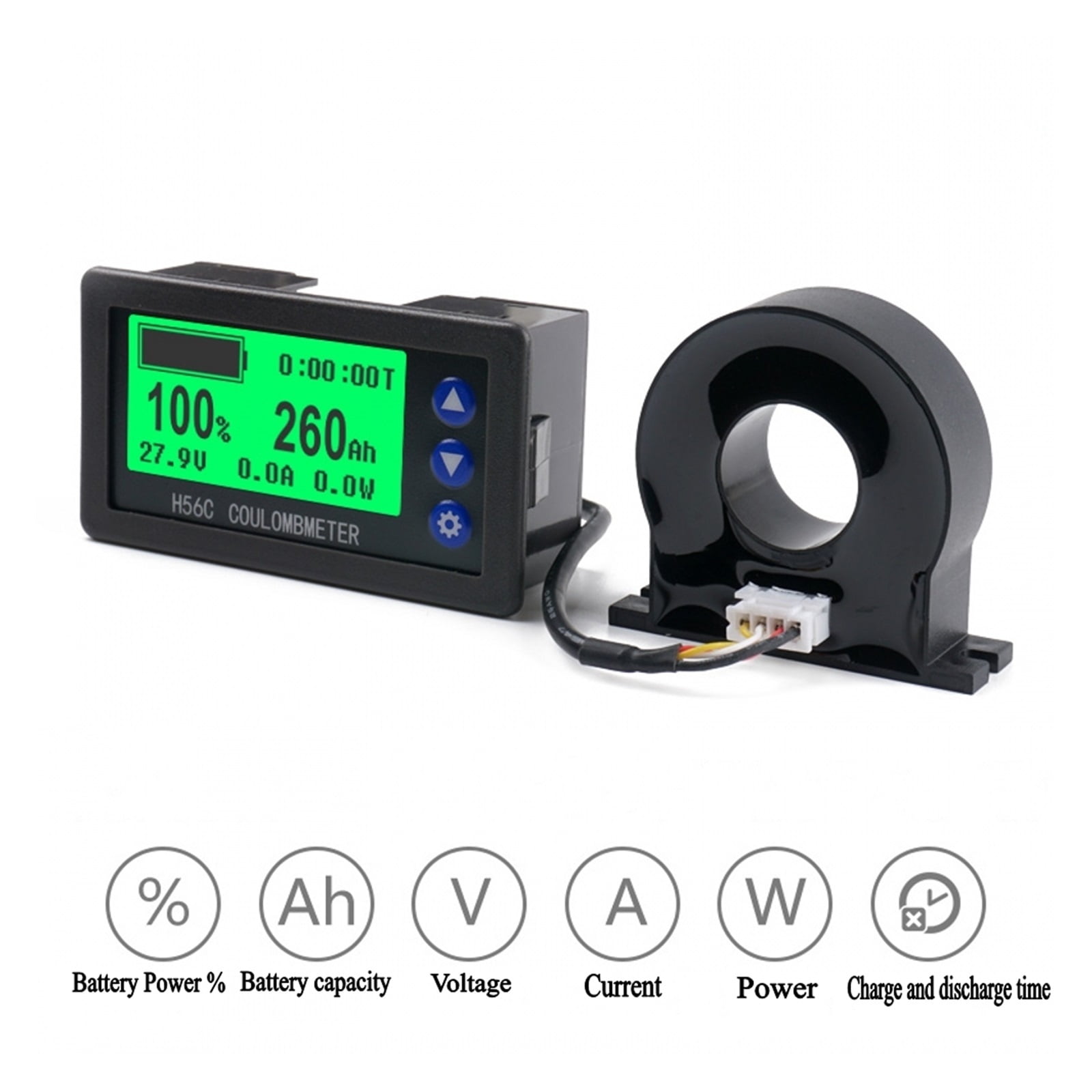 Battery Monitor Hall Tester DC 9~100v 100A ~400A Digital Voltmeter ...