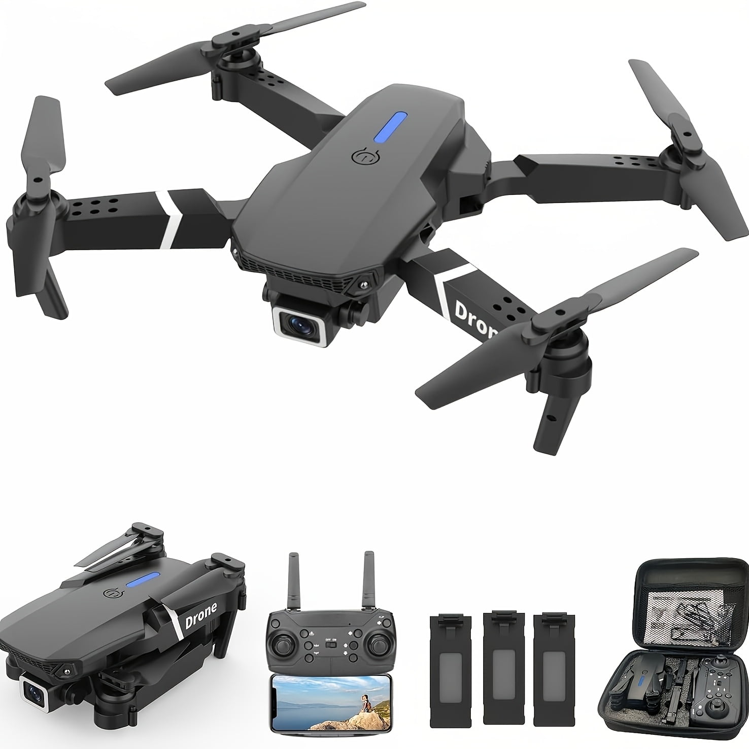 Battery, One Battery/ Two Batteries/ Three Batteries E88 Drone With ...