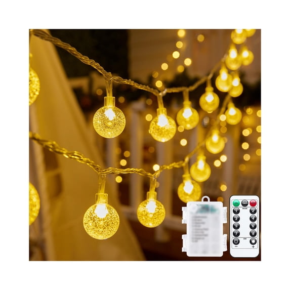 Battery Opeed Crystal String Lights 17ft 30 LED Remote Control ...
