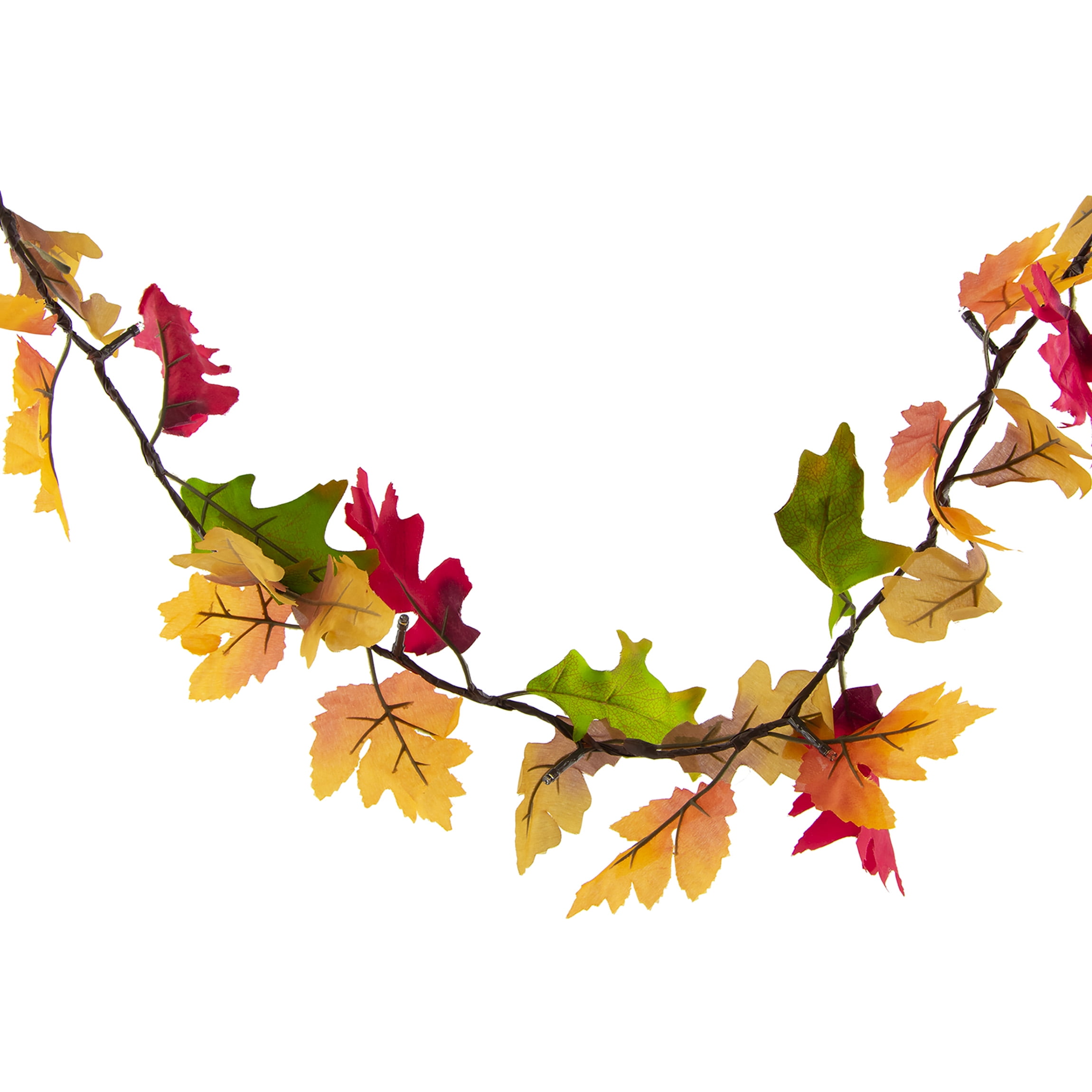Battery Operated 10ft. Illuminated Autumn Leaves Garland with Timer ...