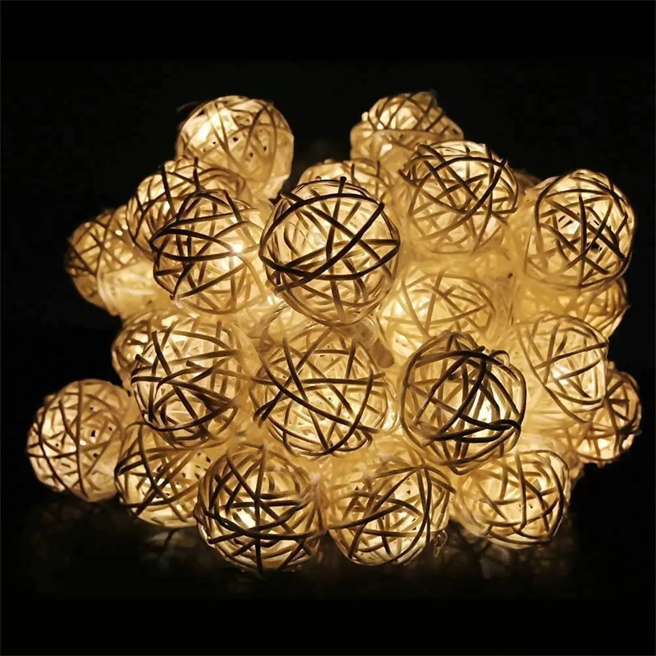 Battery Operated 20 LED String Lights, 9.84ft 20 Globe Rattan Balls ...