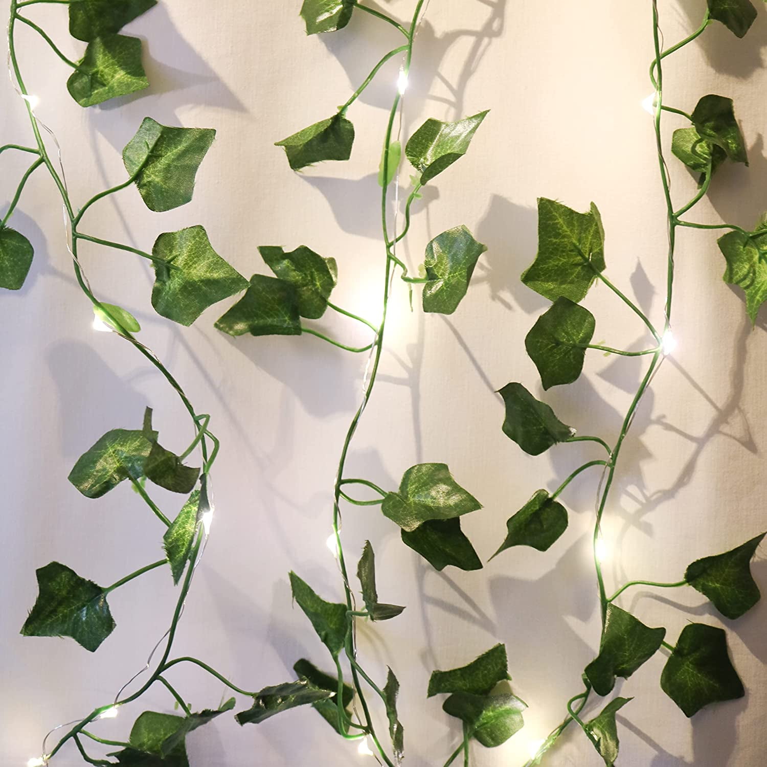 Battery Operated 6.6ft 20LED LED Artificial Ivy Lights, Warm White Fake ...
