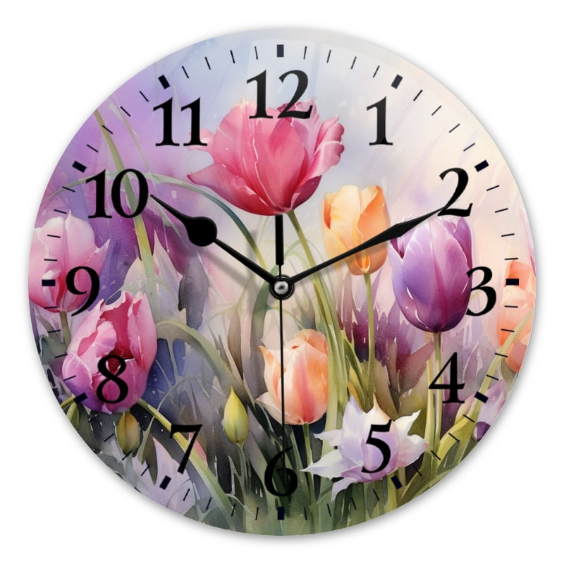Battery Operated Analog Wall Clocks Non-Ticking Silent Modern Clock ...