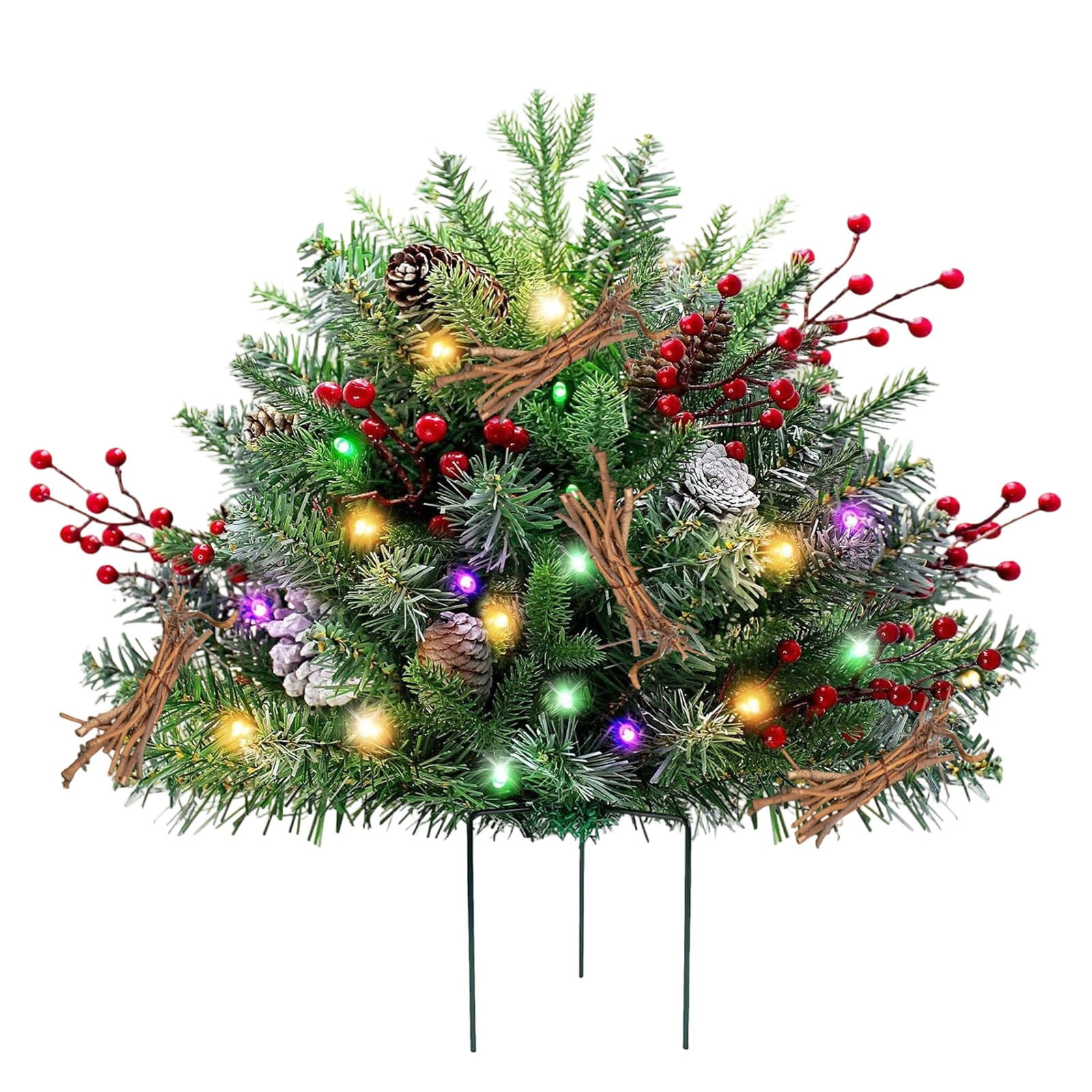 Battery Operated Artificial Christmas Tree Urn Filler Outdoor with LED ...