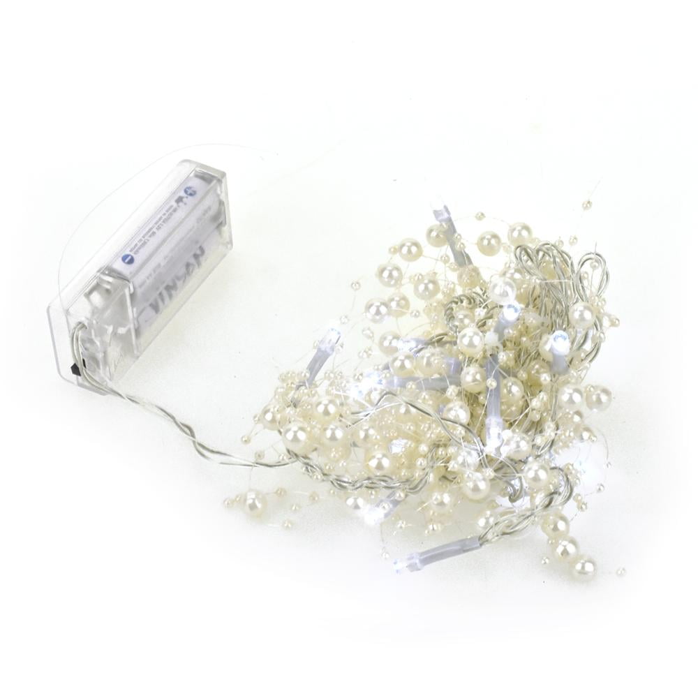Battery Operated Beaded String Lights, 20 LED, White - Walmart.com