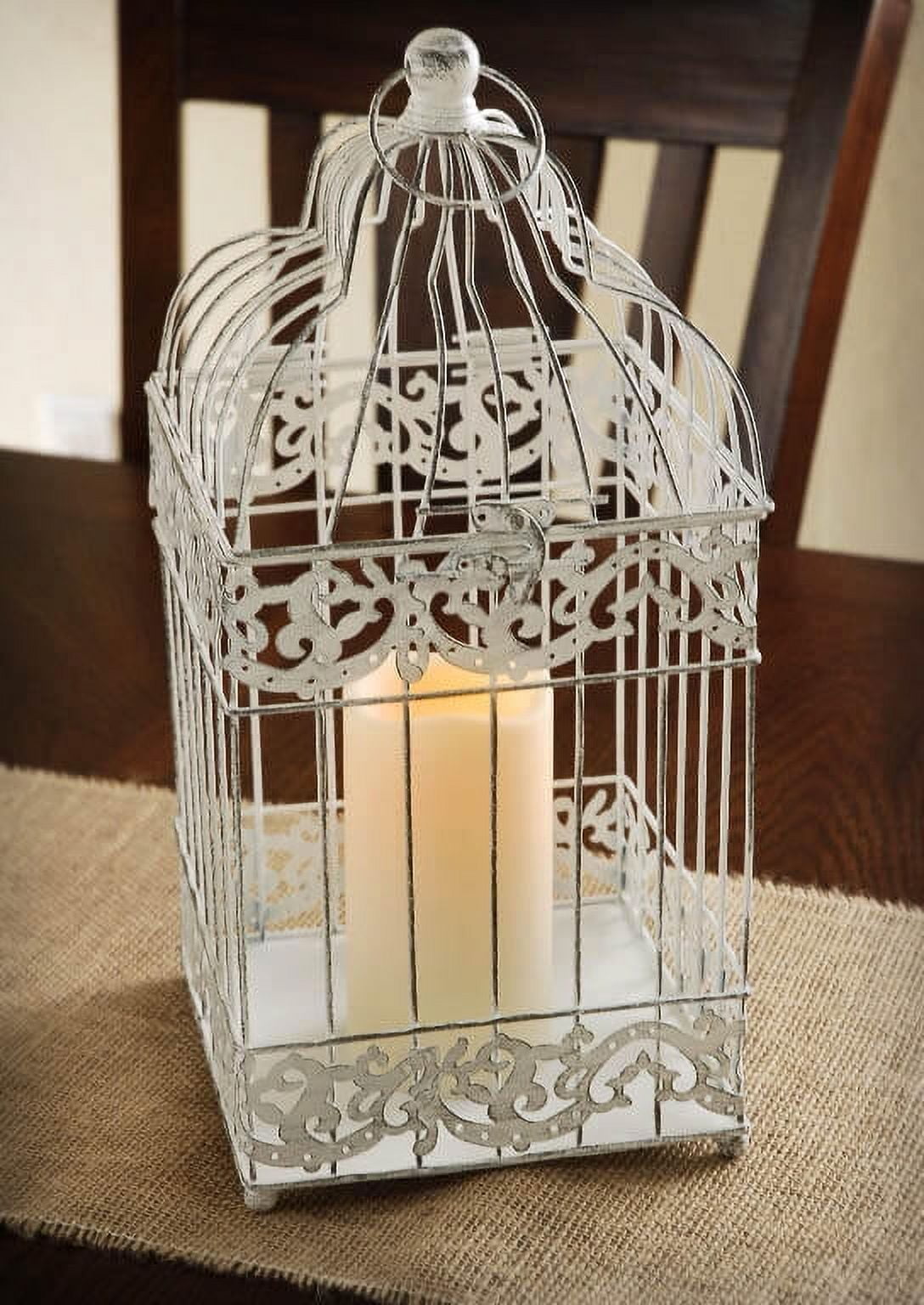 Battery Operated Bird Cage Lantern 15.5in. White This Lantern 15.5in ...