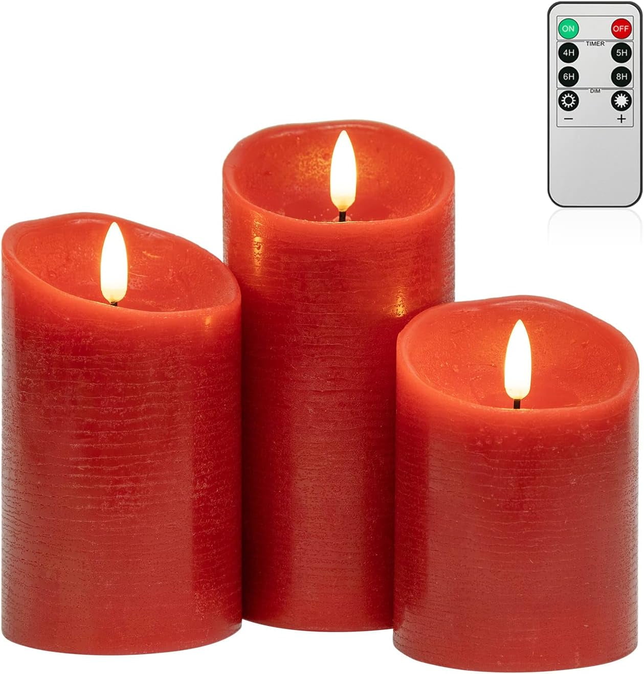 Battery Operated Candles with Remote, Red Flickering Flameless Candles ...