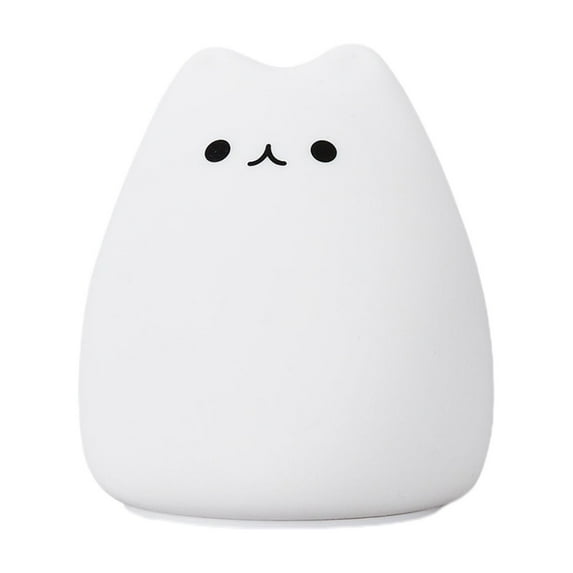 Battery Operated Cartoon Mini Cute Cat Silicone Lamp Color Changing Tap ...