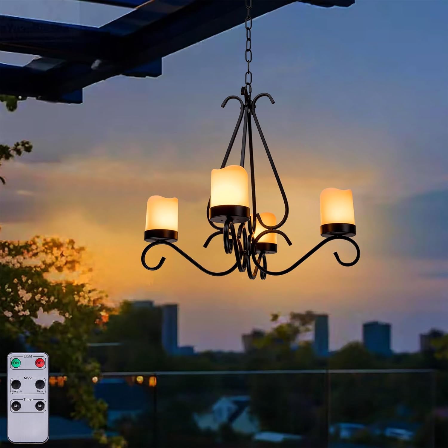 Battery Operated Chandelier, Outdoor Chandelier with 4pcs Battery ...