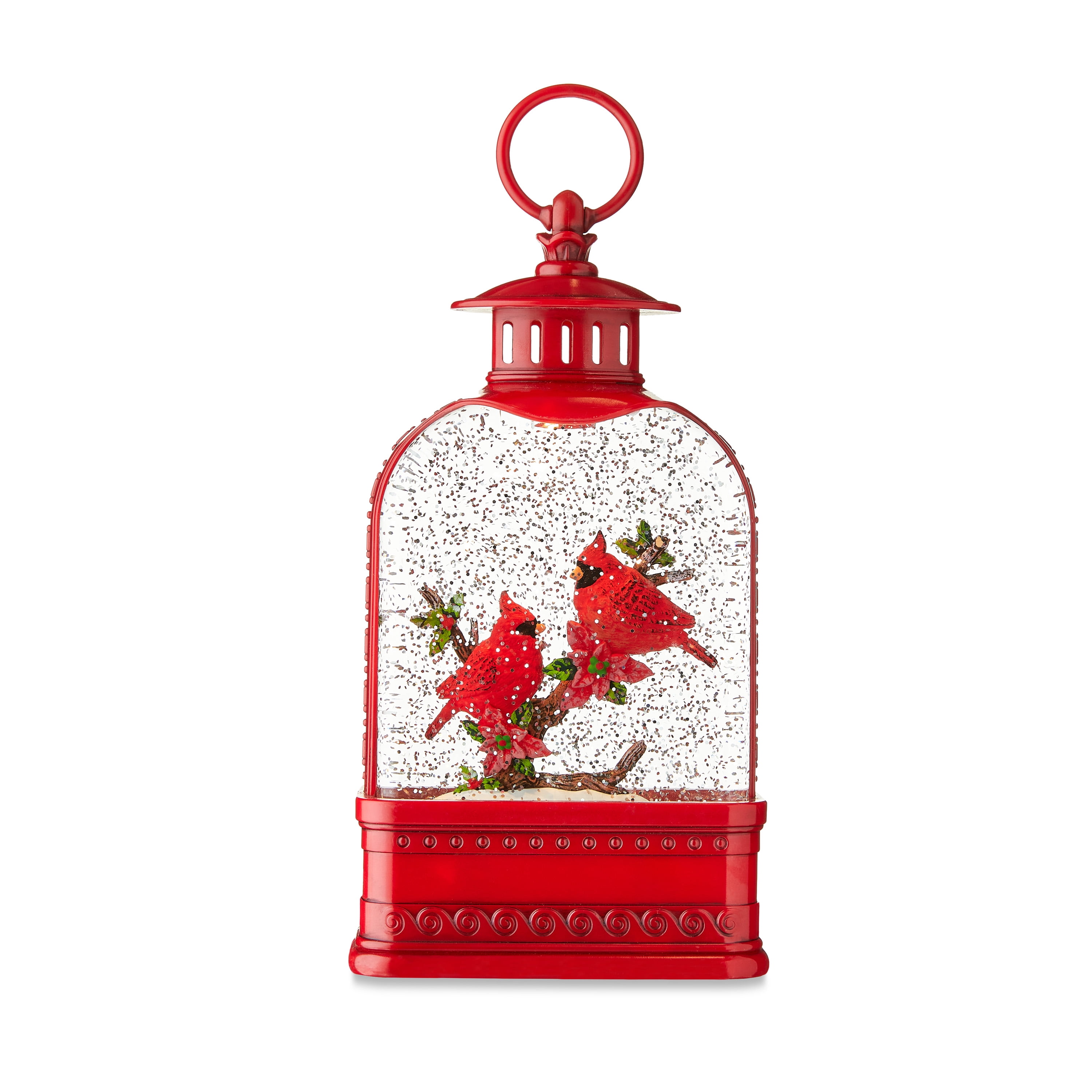 Battery Operated Christmas Light-up Cardinal Red Snow Globe Lantern, 10.9", by Holiday Time ...