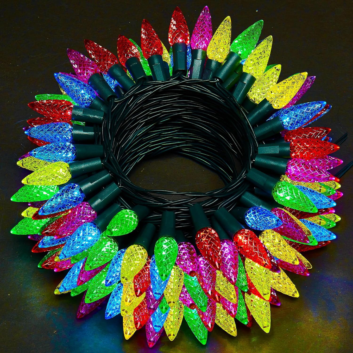Battery Operated Christmas Lights, 100 LED 34ft C6 String Lights with 8 ...