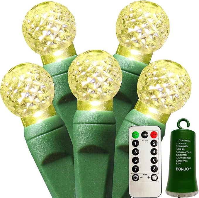 Battery Operated Christmas Lights, 16FT 50 LED G12 String Light with ...