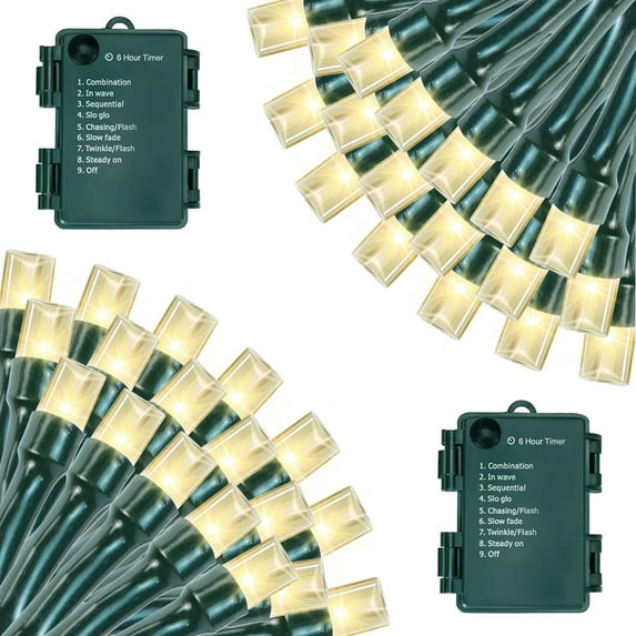 Battery Operated Christmas Lights, 33 FT 100 LED Mini String Lights ...