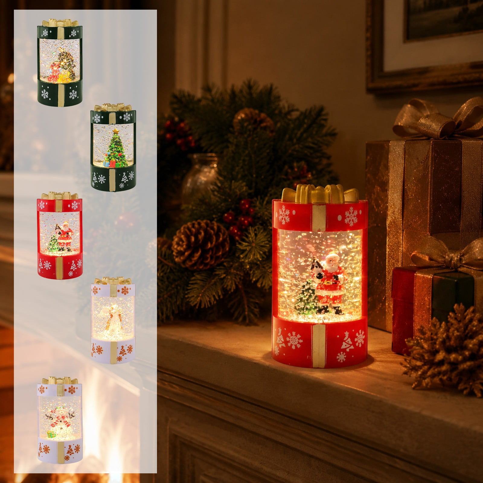 Battery Operated Christmas Snow Glitter House Night Light, Vintage ...
