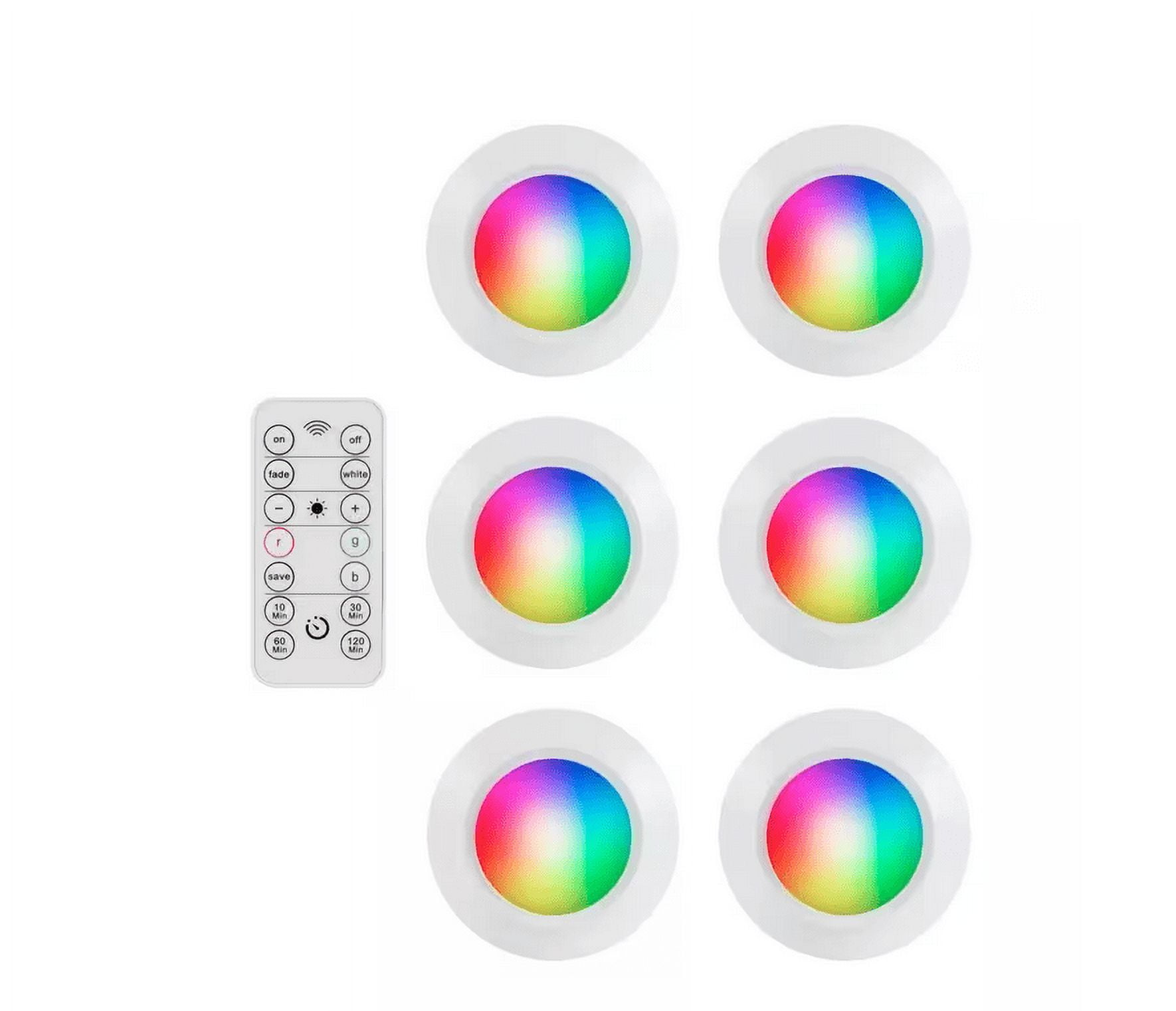 Battery Operated Color-Changing LED Puck Lights with Remote (6-Pack ...